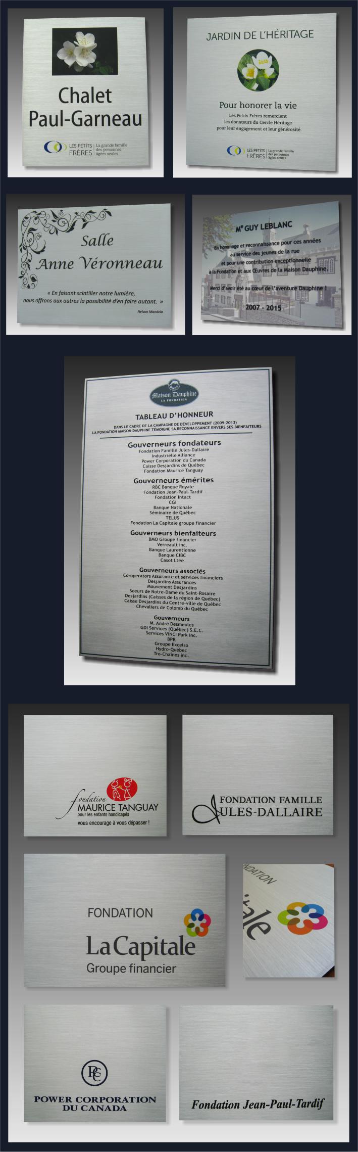 Plaque hommage en aluminium et laiton brossé | Plaques Dumas