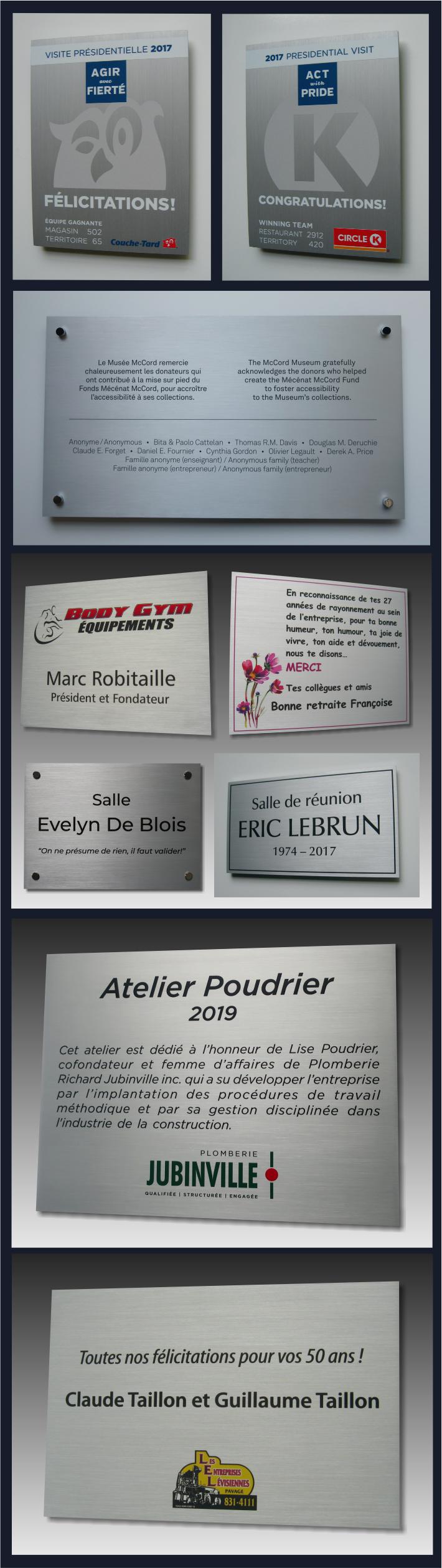 Plaque honorifique en aluminium brossé | Plaques Dumas