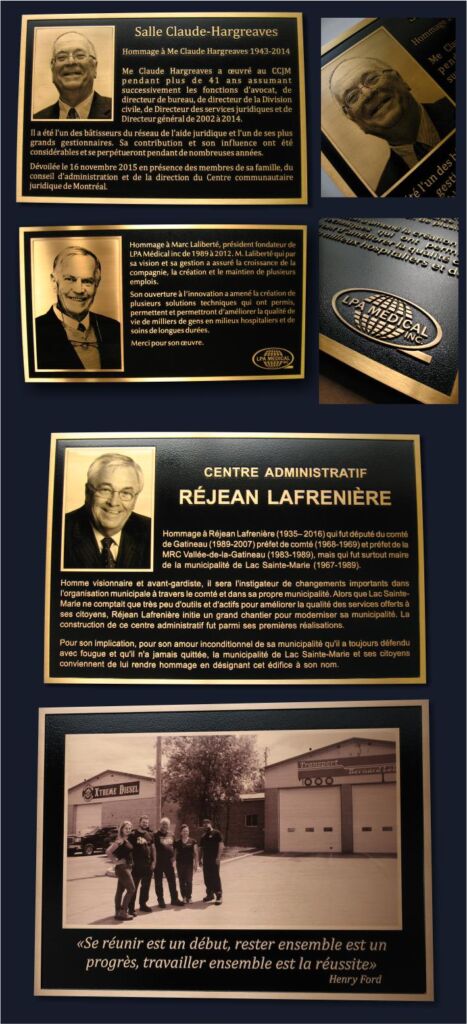 Plaque reconnaissance en bronze et laiton avec photo | Plaques Dumas