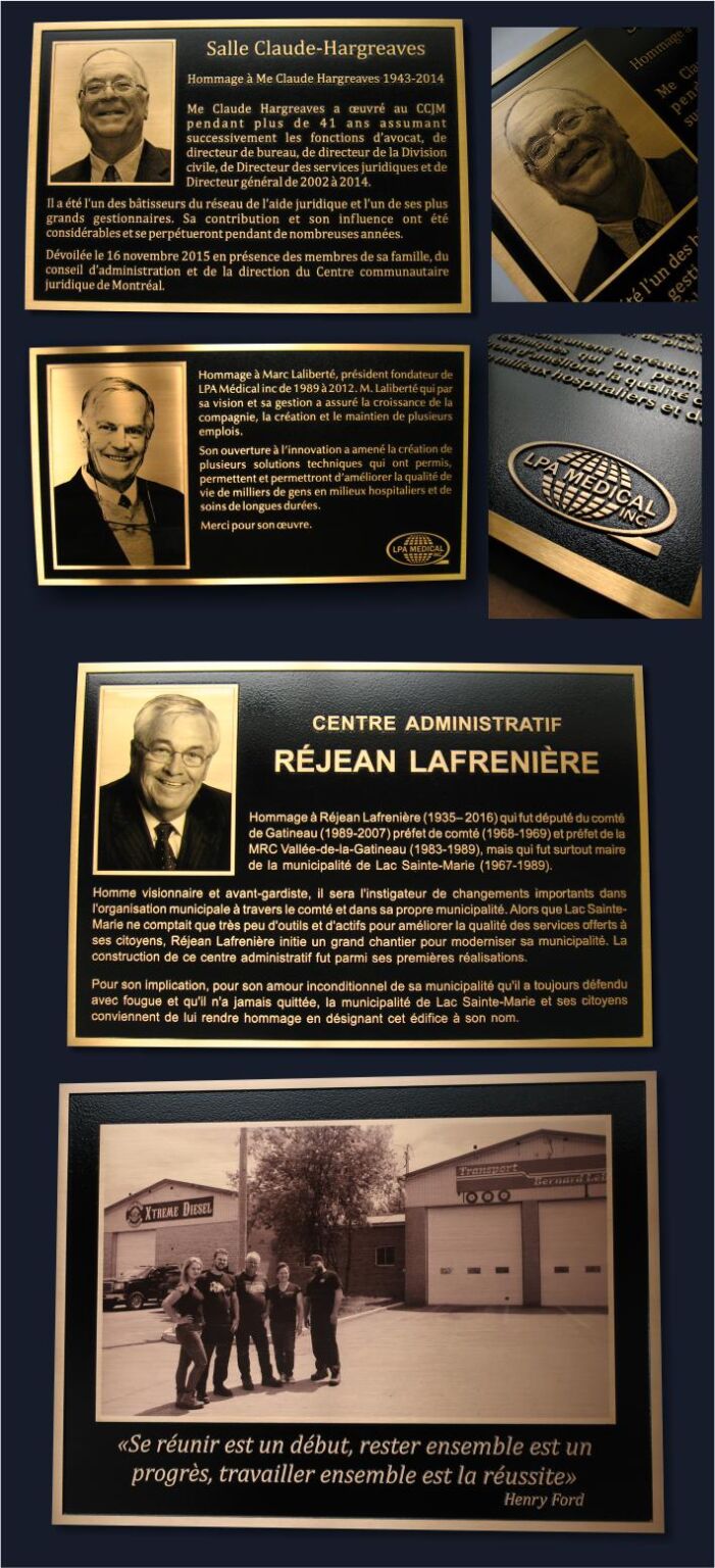 Plaque reconnaissance en bronze et laiton avec photo | Plaques Dumas