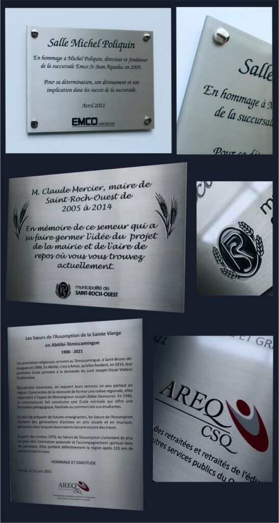 Gravure plaque honorifique en stainless, acier inox | Plaques Dumas
